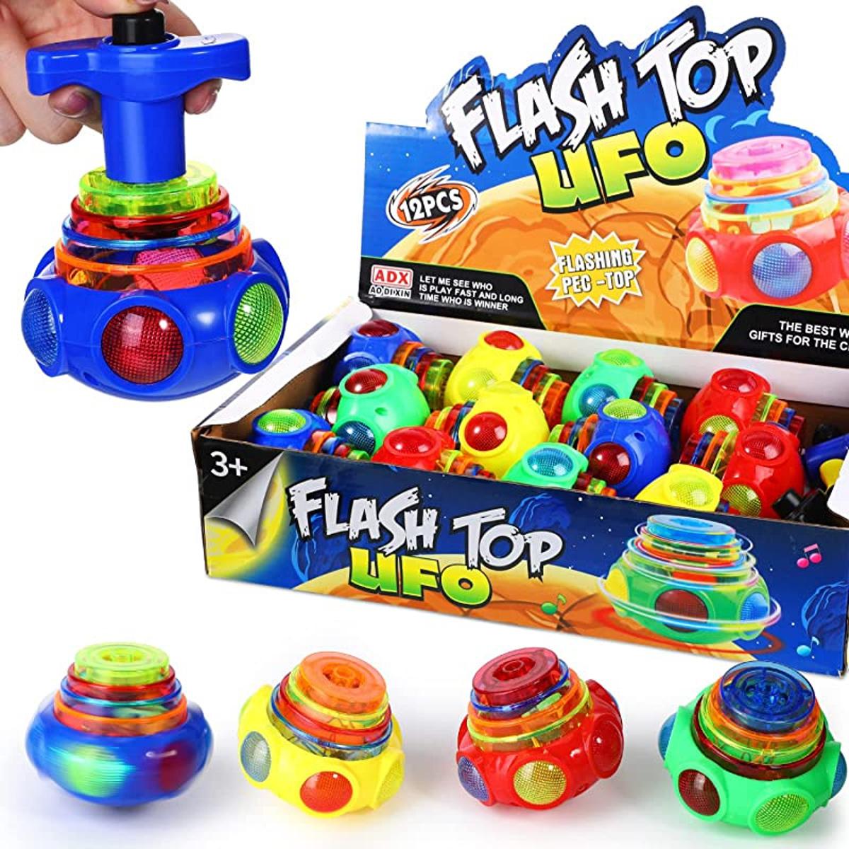 Spinning UFO 12 Pcs Top Spinning Light LED Light Spinning Music Spinner ...