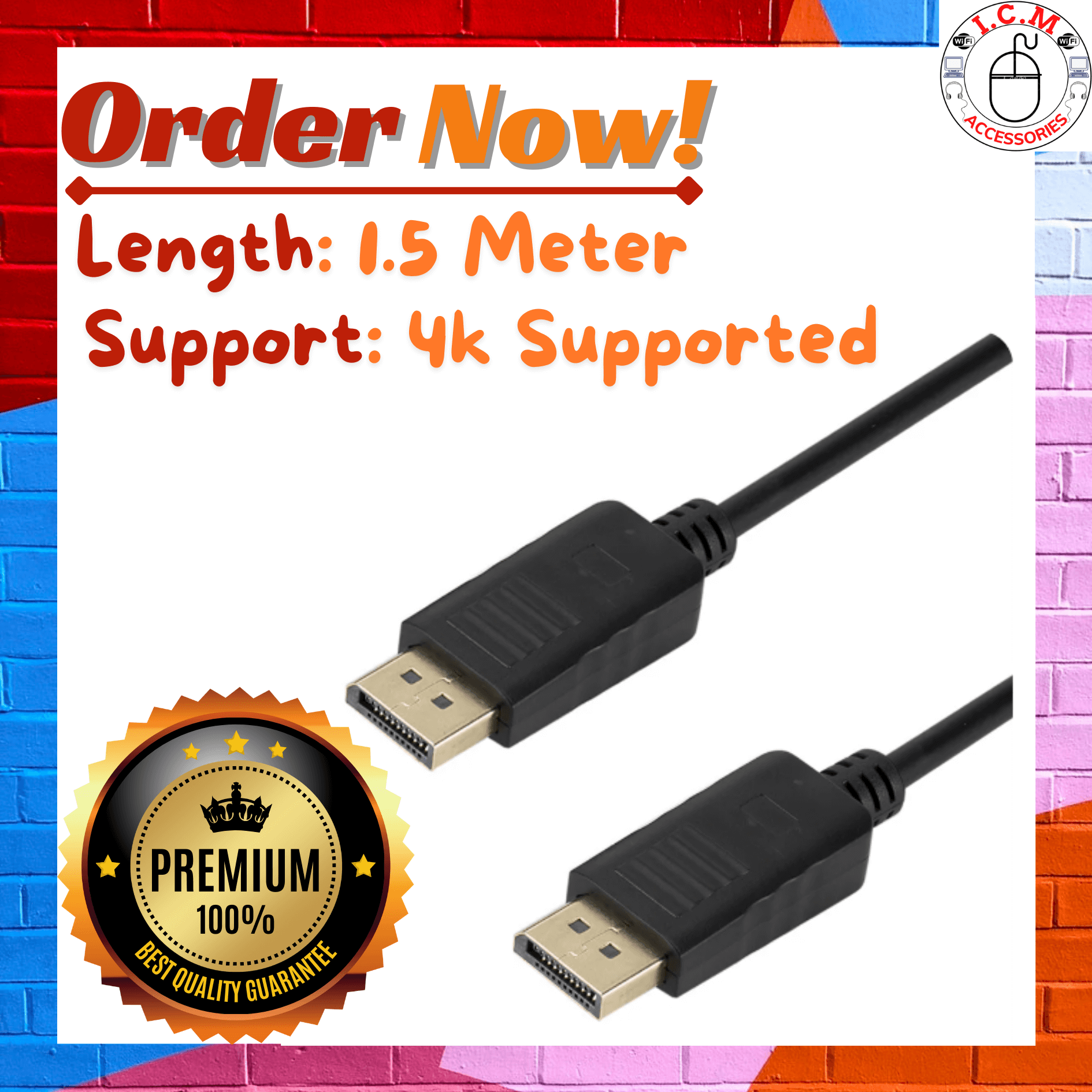 Branded DisplayPort cable , Heavy duty Gold Plated DP cable | Daraz.pk