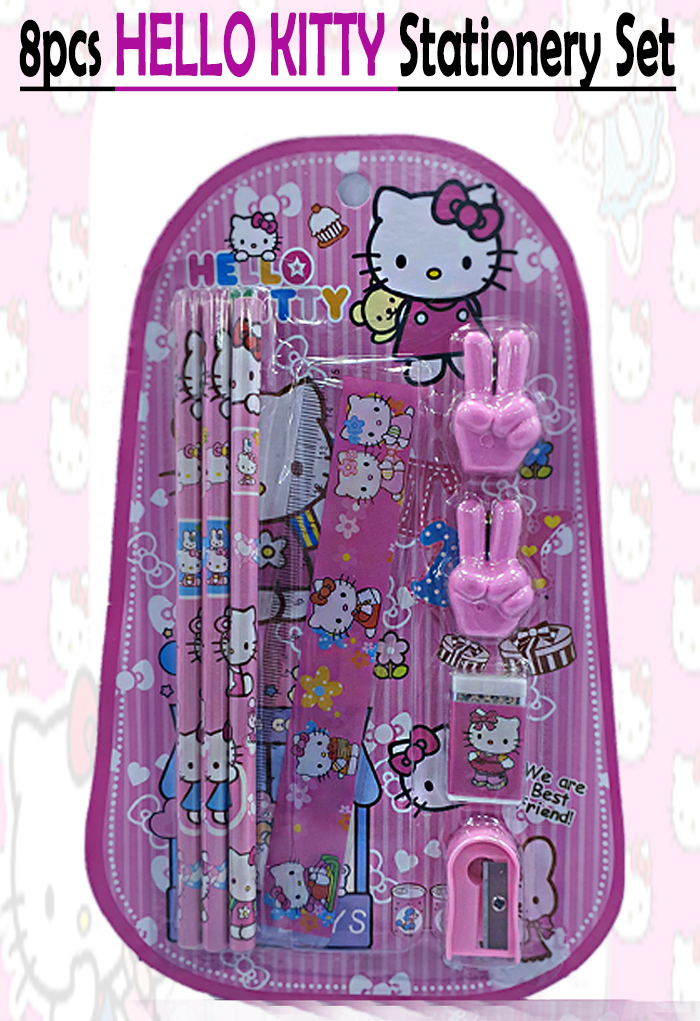 8pcs Hello Kitty Stationery Set For School Kids for Girls 8 in 1 ...