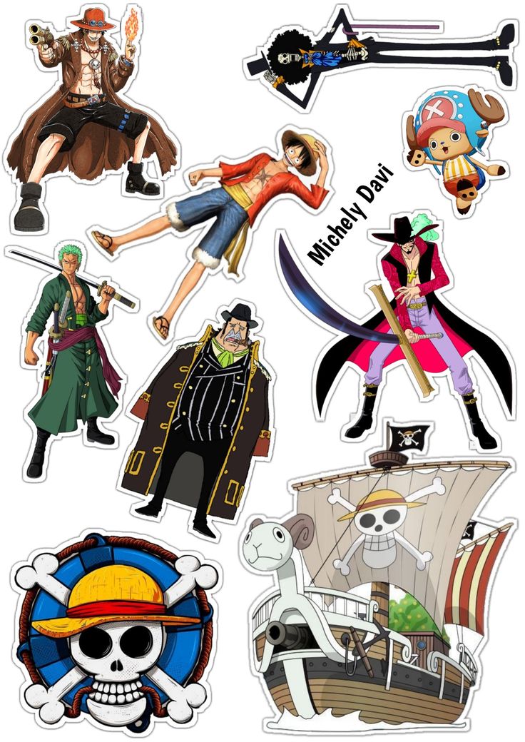 One Piece A5 uncut Anime Stickers, Luffy Straw Hat Pirates Monkey D ...