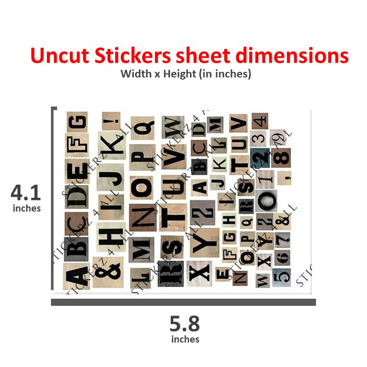 4 uncut COLLAGE LETTERS sticker sheets A6 size journalling sheets ...
