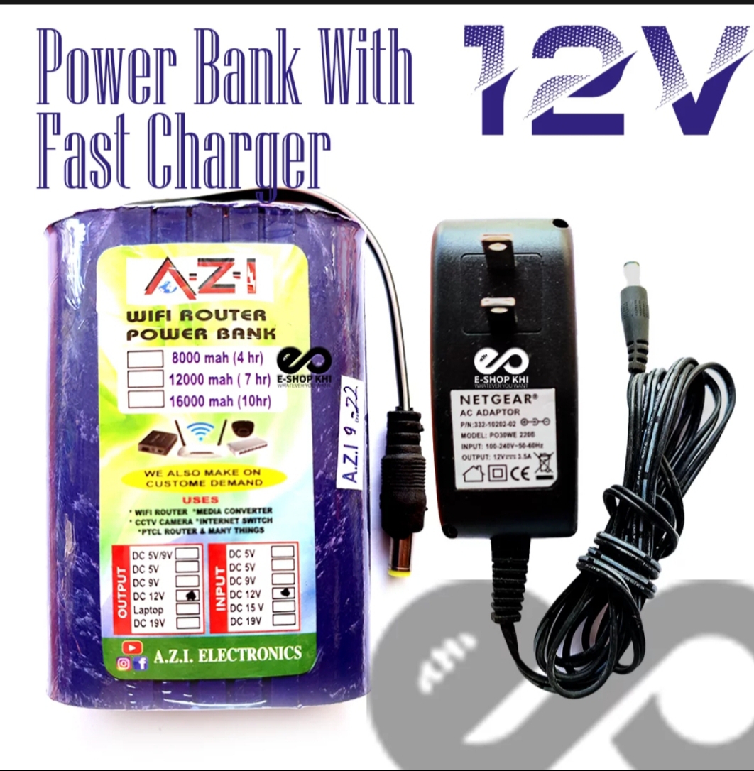 WiFi Router UPS Power Bank 12 Volts - with Fast Charger 5 Hours ...