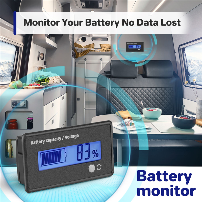 Battery Meter Battery Capacity Voltage Monitor, DC 12/24/36/48/60/72 ...