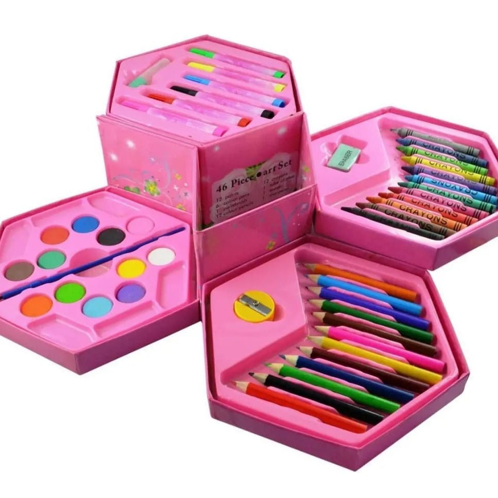 Multicolor Art Box Coloring Box Set Art Set Colour Kit 46 Pcs Crayons ...