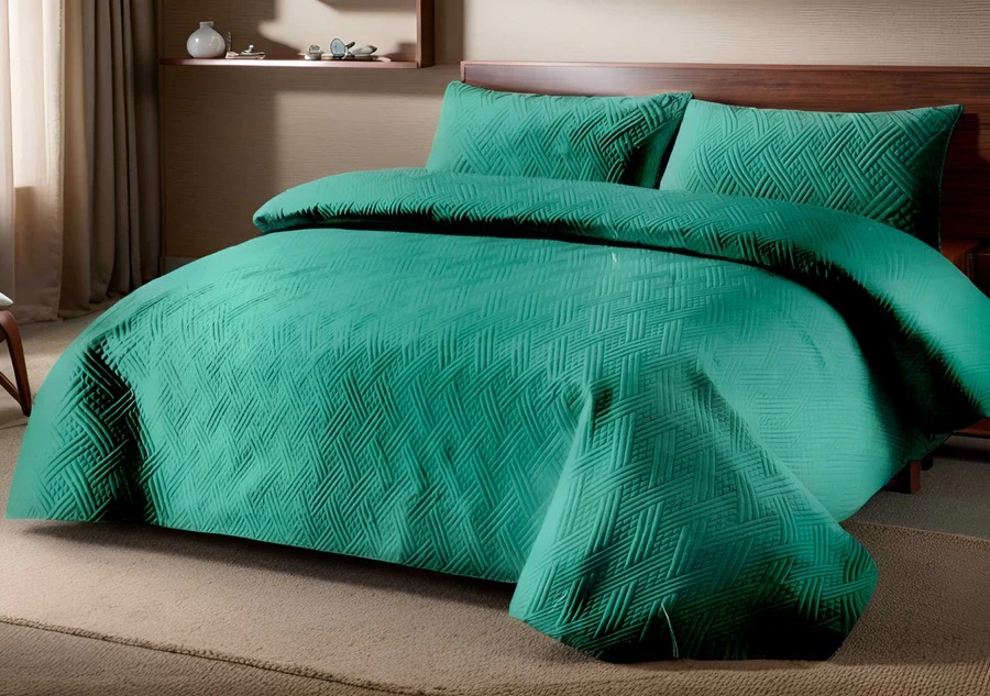 Luxury Embossed Bed Spread- 3 pcs Luxe Bed Sheet Quilted Cover Jacquard ...