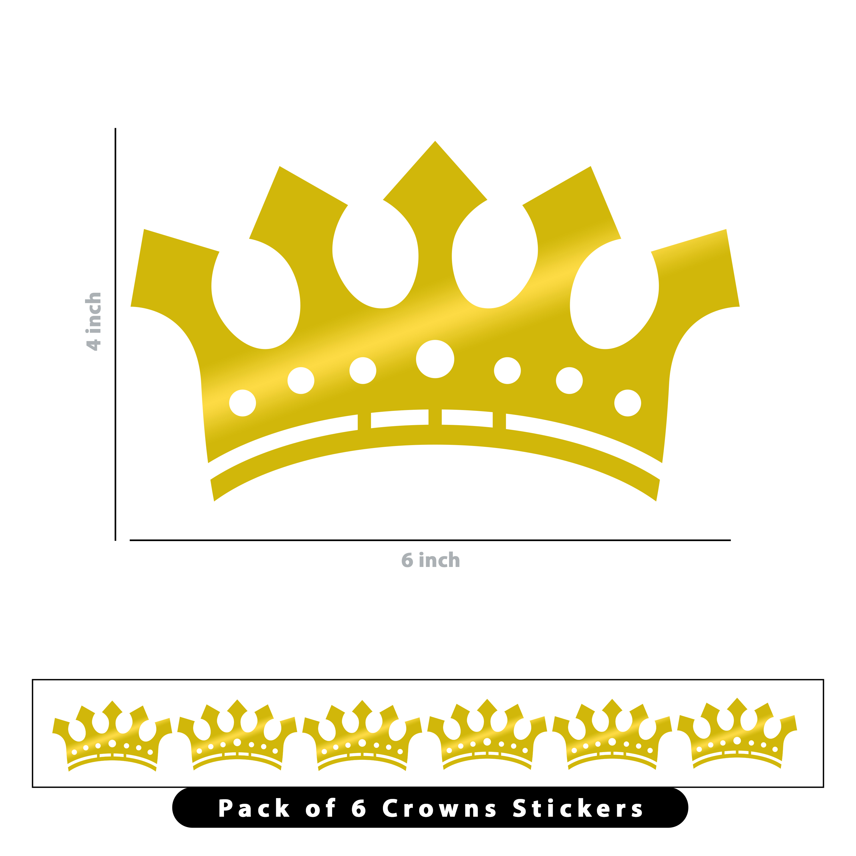 Crown Stickers | Pack of 6 | Golden Crown | Crown Logo Sticker forcars ...