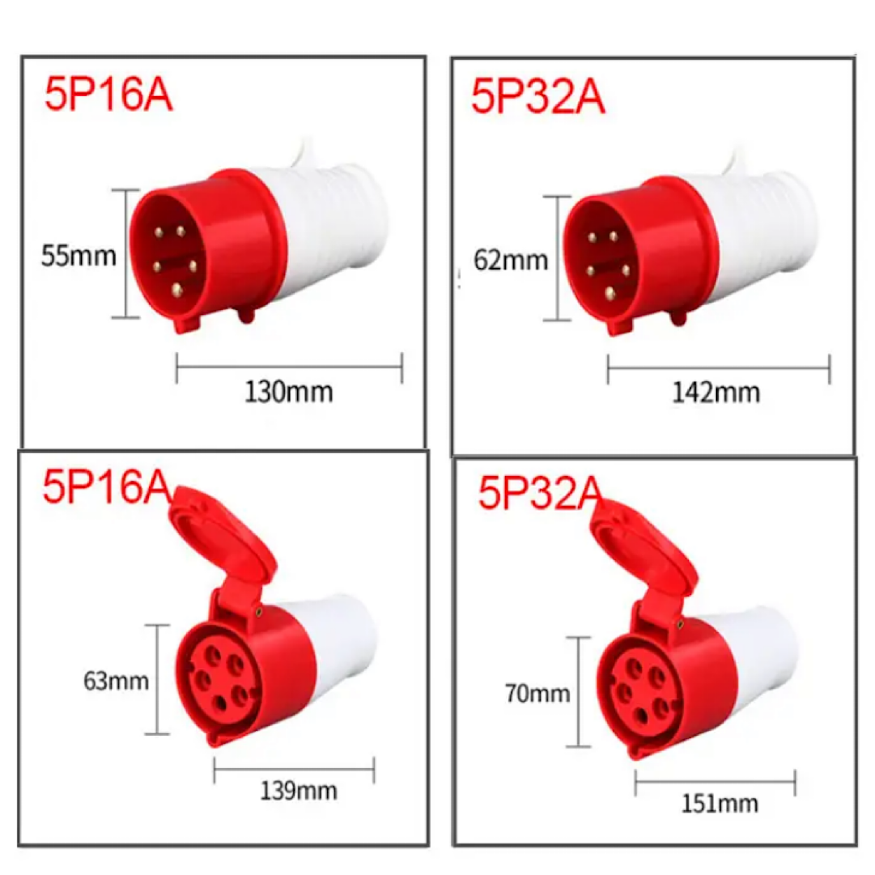 1Set Coupler Industrial Plug Socket Movable Connector 3Pin 4Pin 5Pin 16A 32A IP44 Waterproof ...