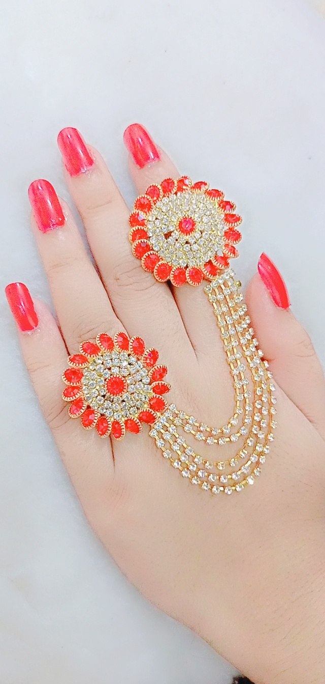 Bahubali Rings For Girls Double Finger 5 Layers Of Chaine - Hot Look ...