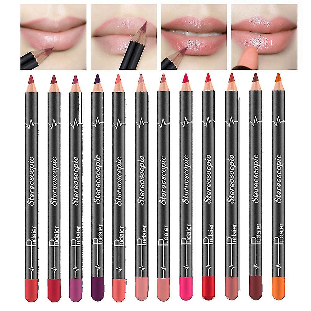 Pack of 6 & 12 Lip Pencils Lipsticks Muticolor Lippencils Dark Shades ...