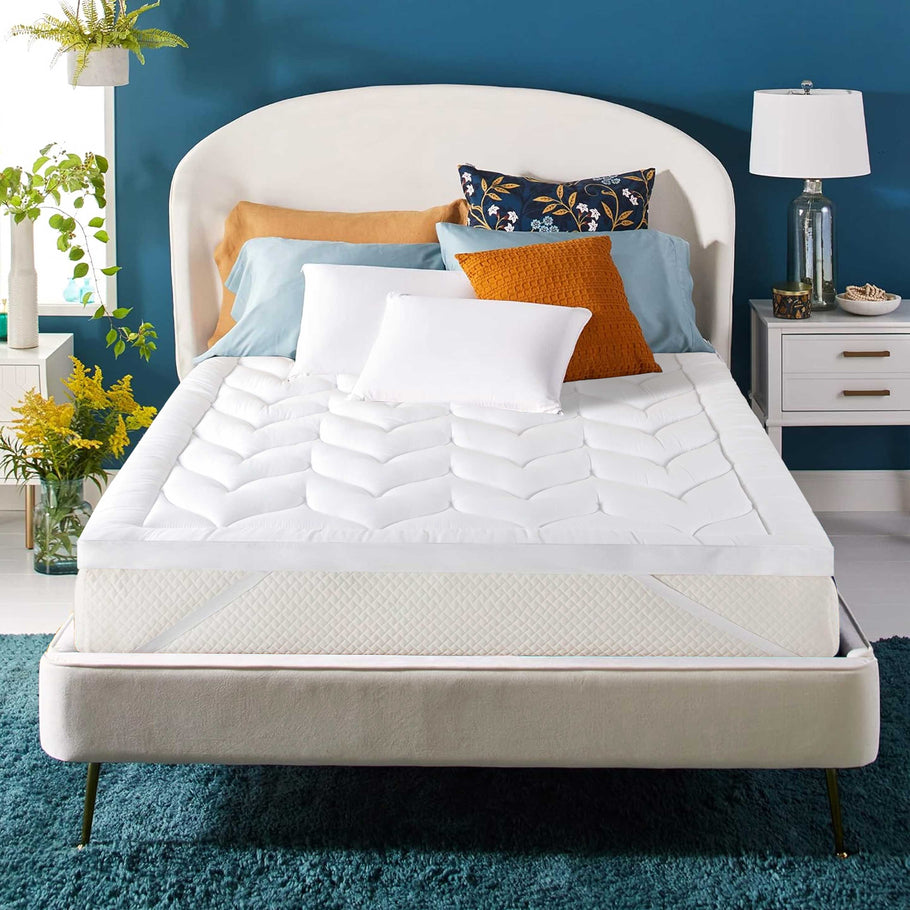 Leafy Cloud Quilted Ultra Soft Mattress Topper | Daraz.pk