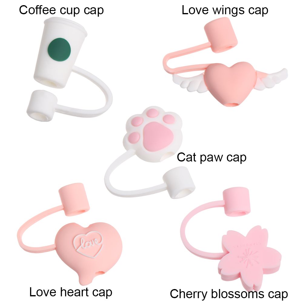 1pcs Cute Splash Proof Straw Tips Silicone Straw Plug Cartoon Plugs ...