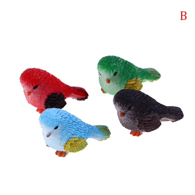 4Pcs Cartoon Colorful Fly Bird Sparrow Small Statue Miniature Figurine ...