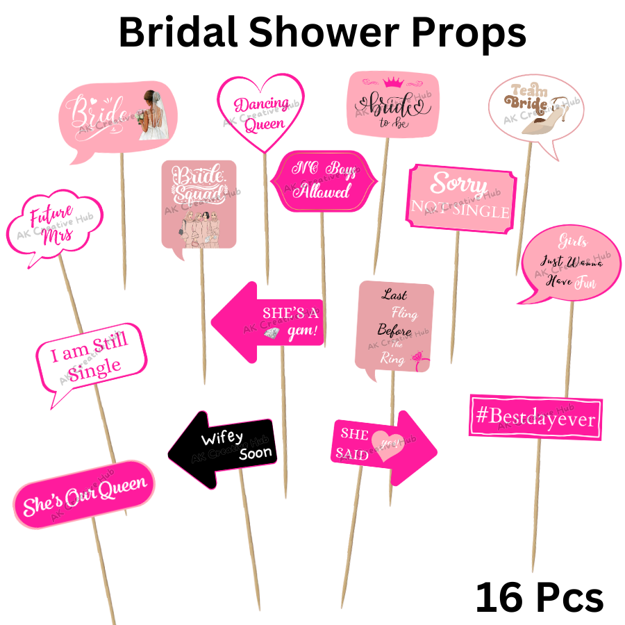 Bridal Shower Prop Set for Bride/ Pack of 16 BRIDAL SHOWER Props | Daraz.pk