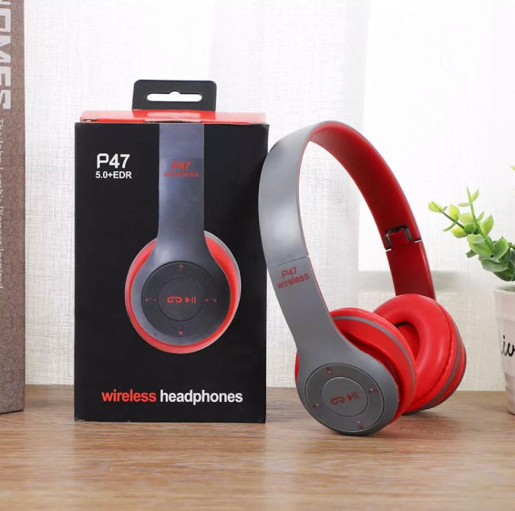P47 Wireless Bluetooth Stereo Headphones – Foldable Headset with Built-in Mic for All Devices ...
