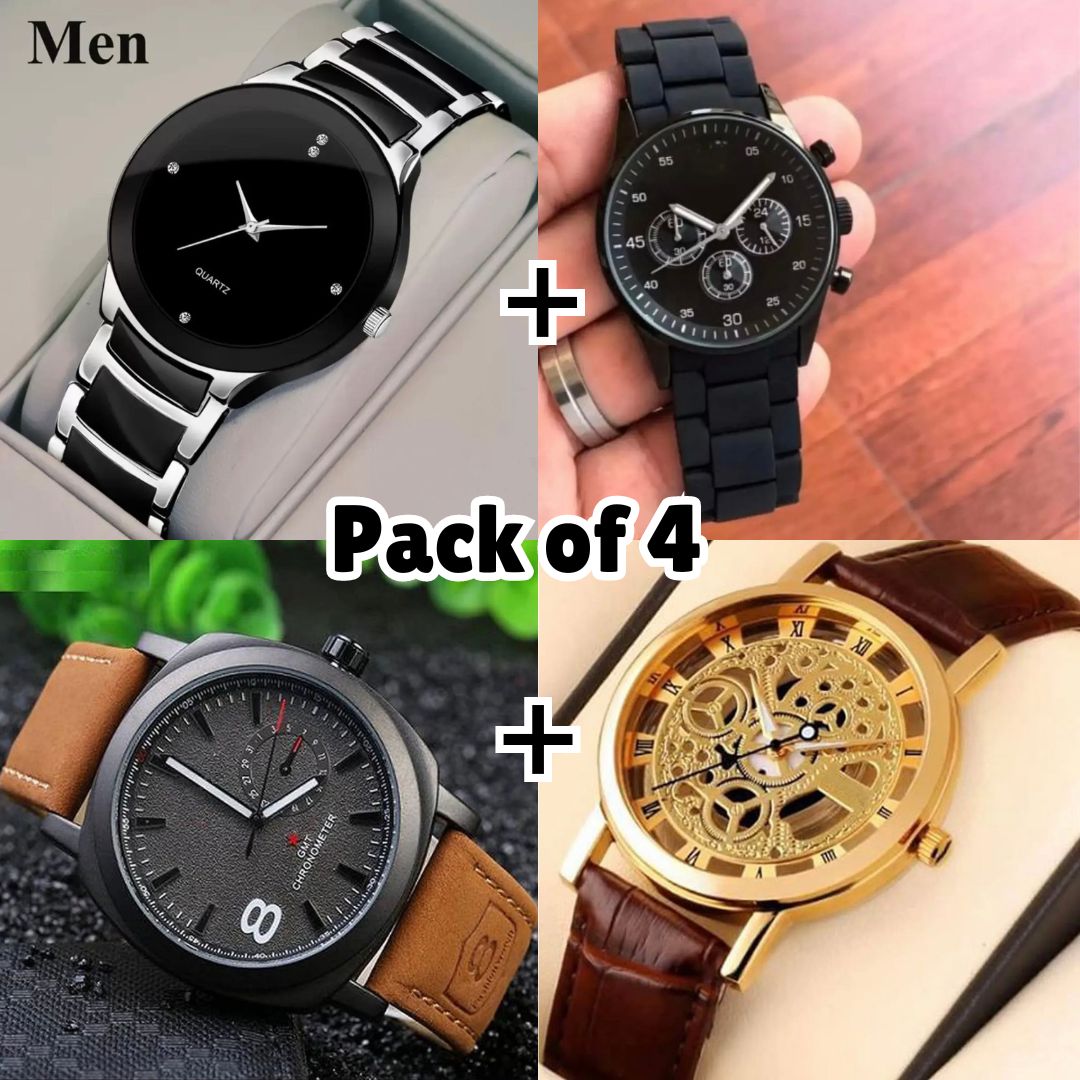 Premium Pack Of 4 Watch Pack of 3 & pack of 2 Gift items for men- Watch ...