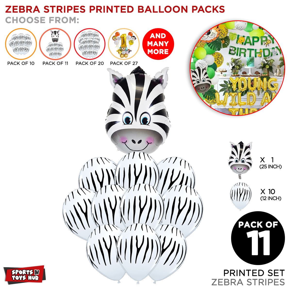 Zebra Printed Balloon Collection, Jungle Themes, Wild Animal, Forest ...