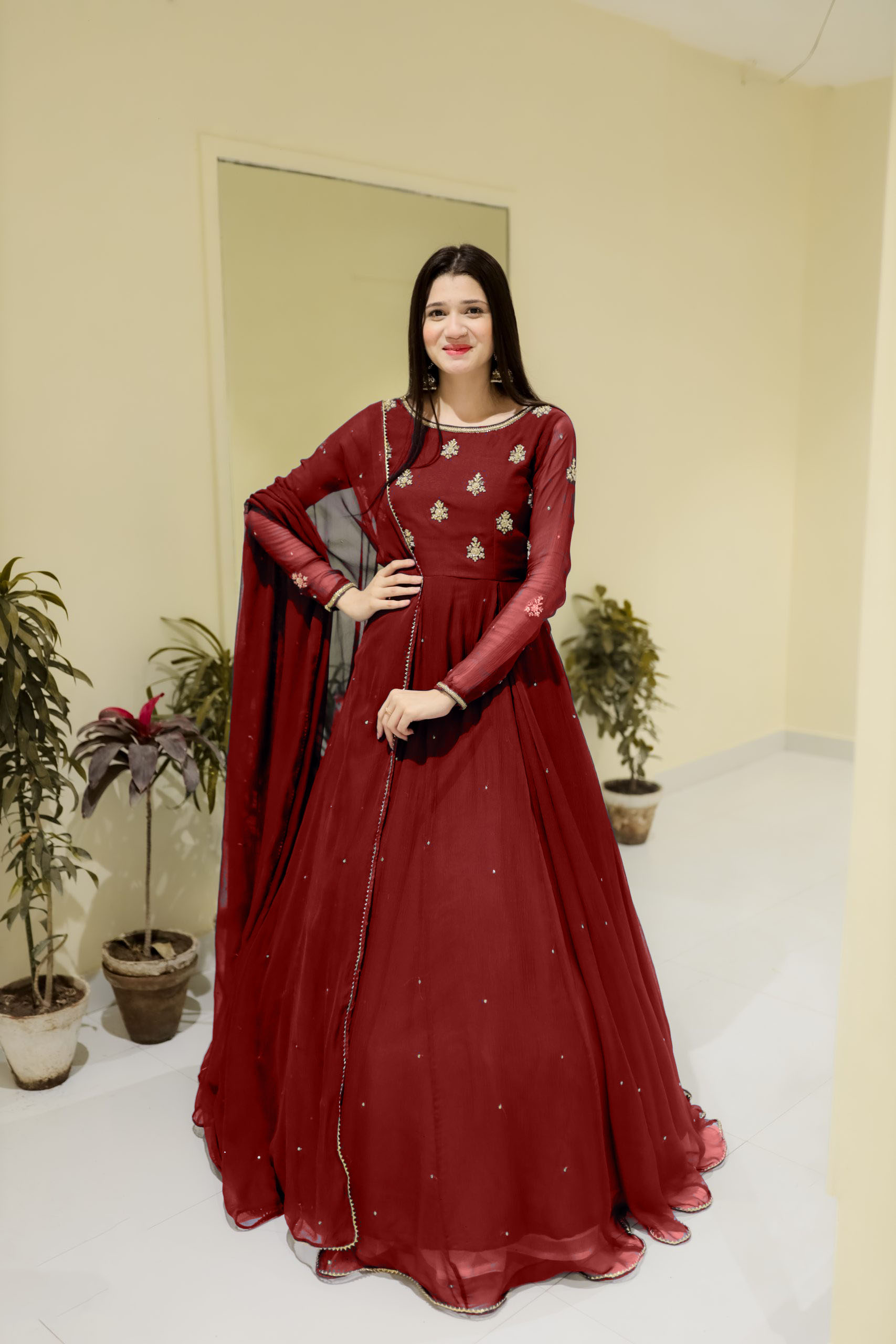 Anarkali Style Embroidered Maxi Dress for Women 3-Piece - Party Wear ...