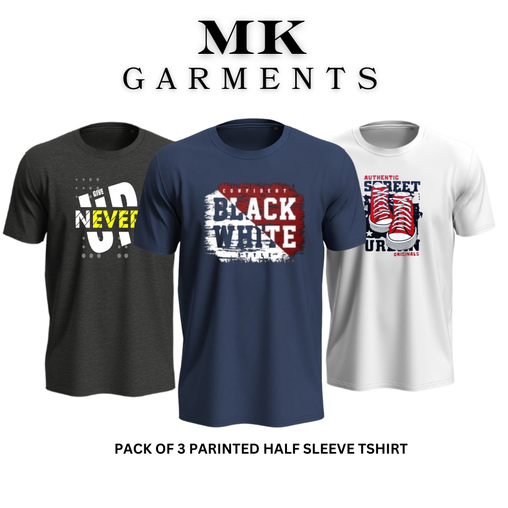 MK Garments - Pack Of 3 Primium Half Sleeve Tshirt Round Neck Comfort ...