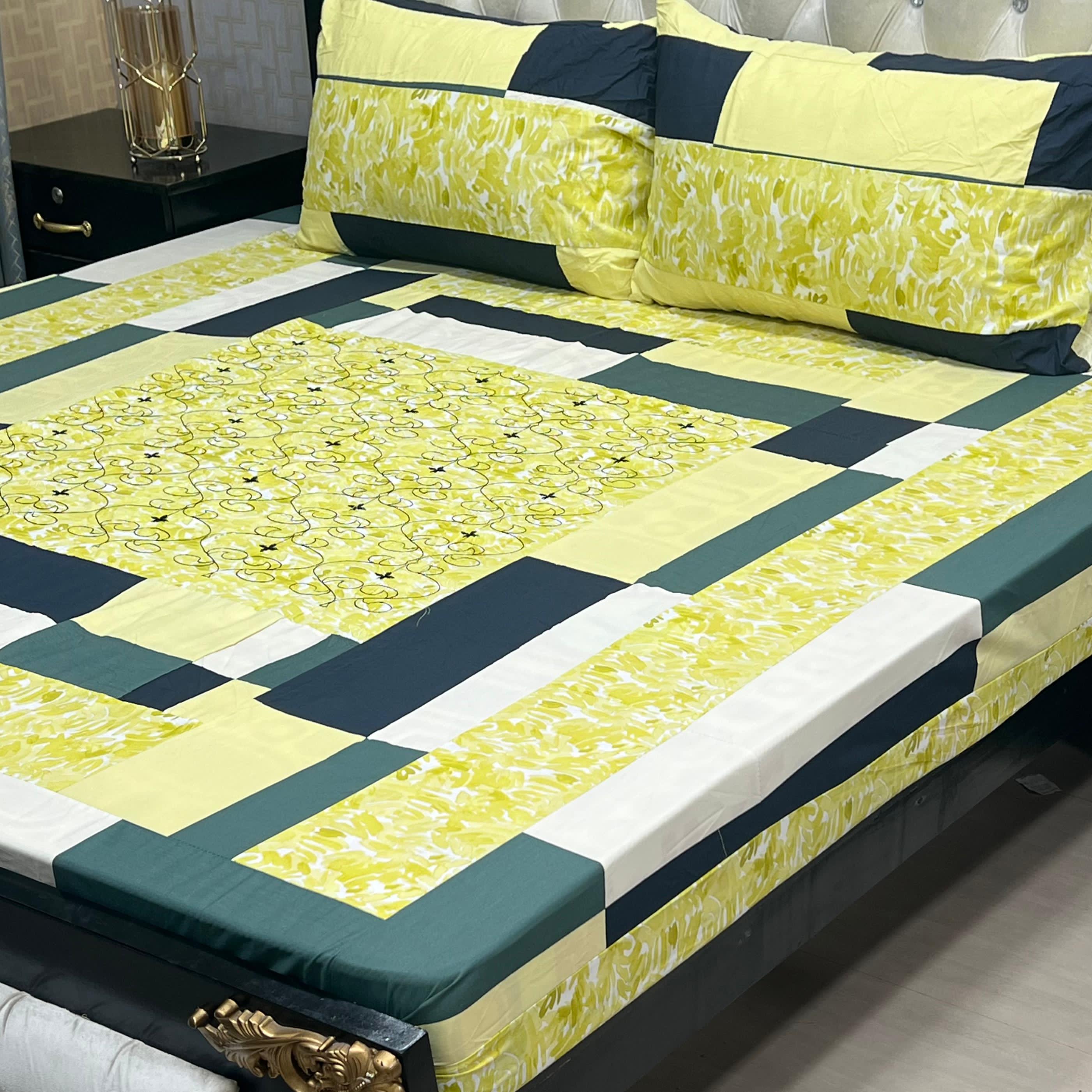 Embriodered Bedsheet Set King Size Patchwork Embriodered Bedsheet Double Bed Export Quality ...