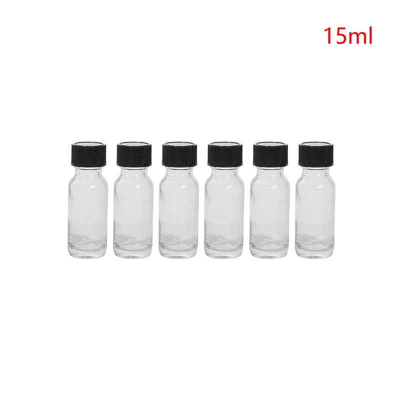 6pcs Small Clear Glass Bottles With Lids Glass Containers Round Sample ...