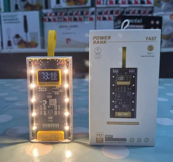 20000mAh 66W Transparent Power Bank – PD Fast Charging Power Bank for ...