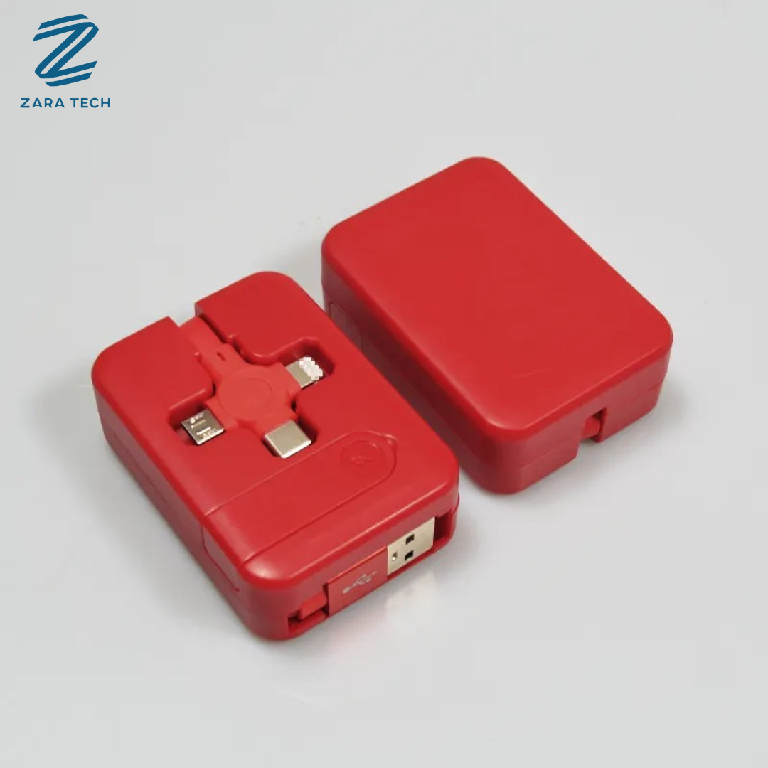 Flat 4 In 1 Retractable Multi Charging Cable with Phone Stand ...