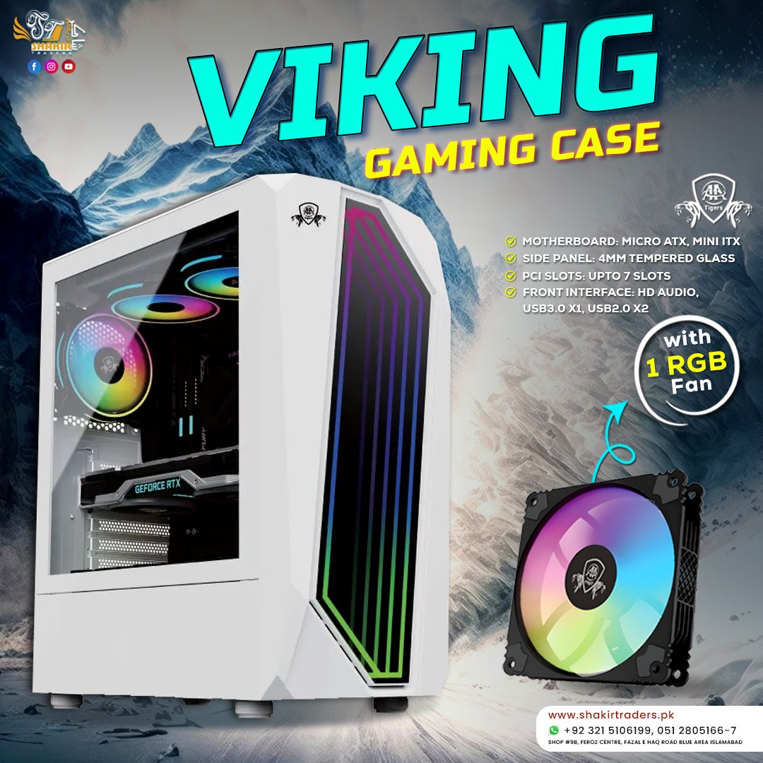 AA Tiger Viking Black ATX Gaming PC Case with 1 RGB Fan | Micro ATX PC ...