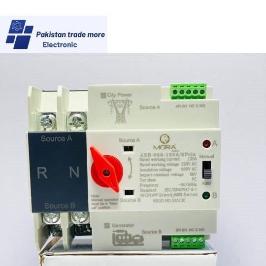 Mora ATS Automatic Transfer Switch 2 pole 125A Single Phase Din Rail ...