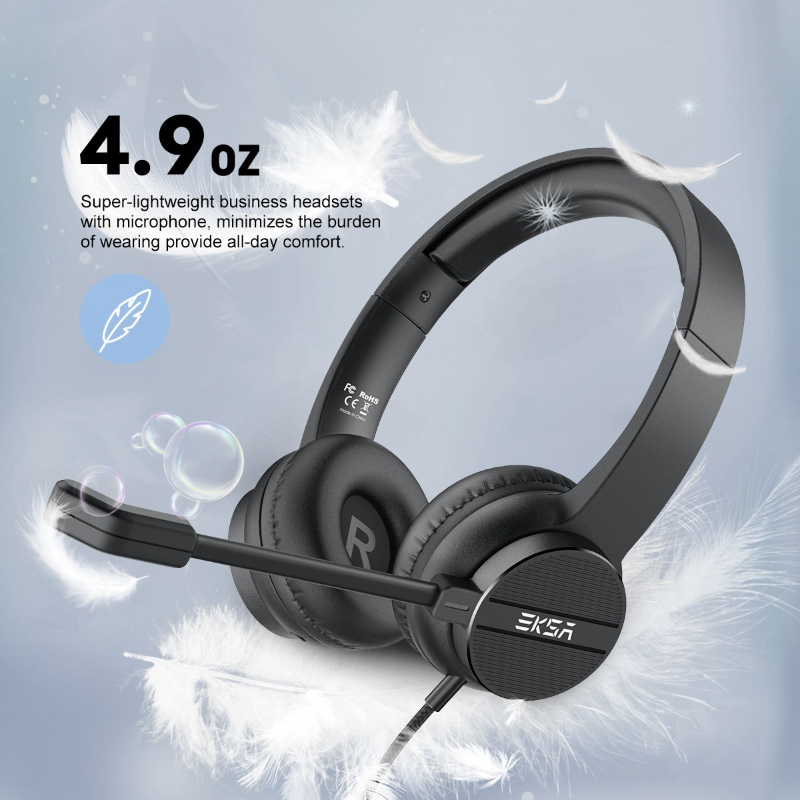 EKSA H12 3.5mm Stereo Wired Headset With Microphone For Call Center And ...