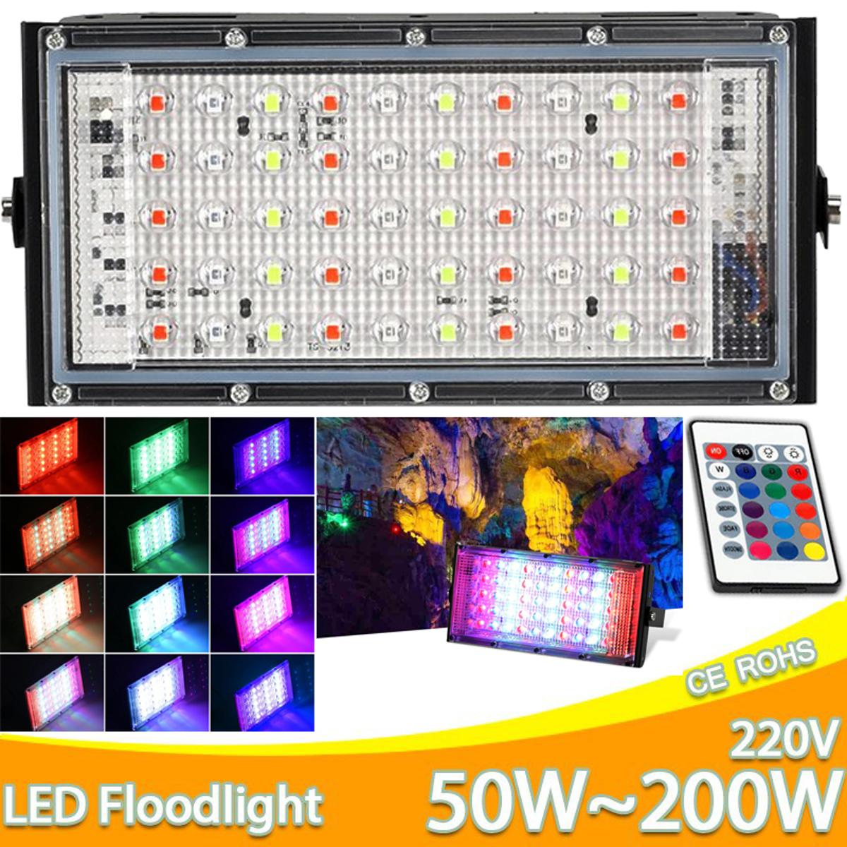 50W RGB LED Flood Light Spotlight 220V IP66 Outdoor Lighting Waterproof ...