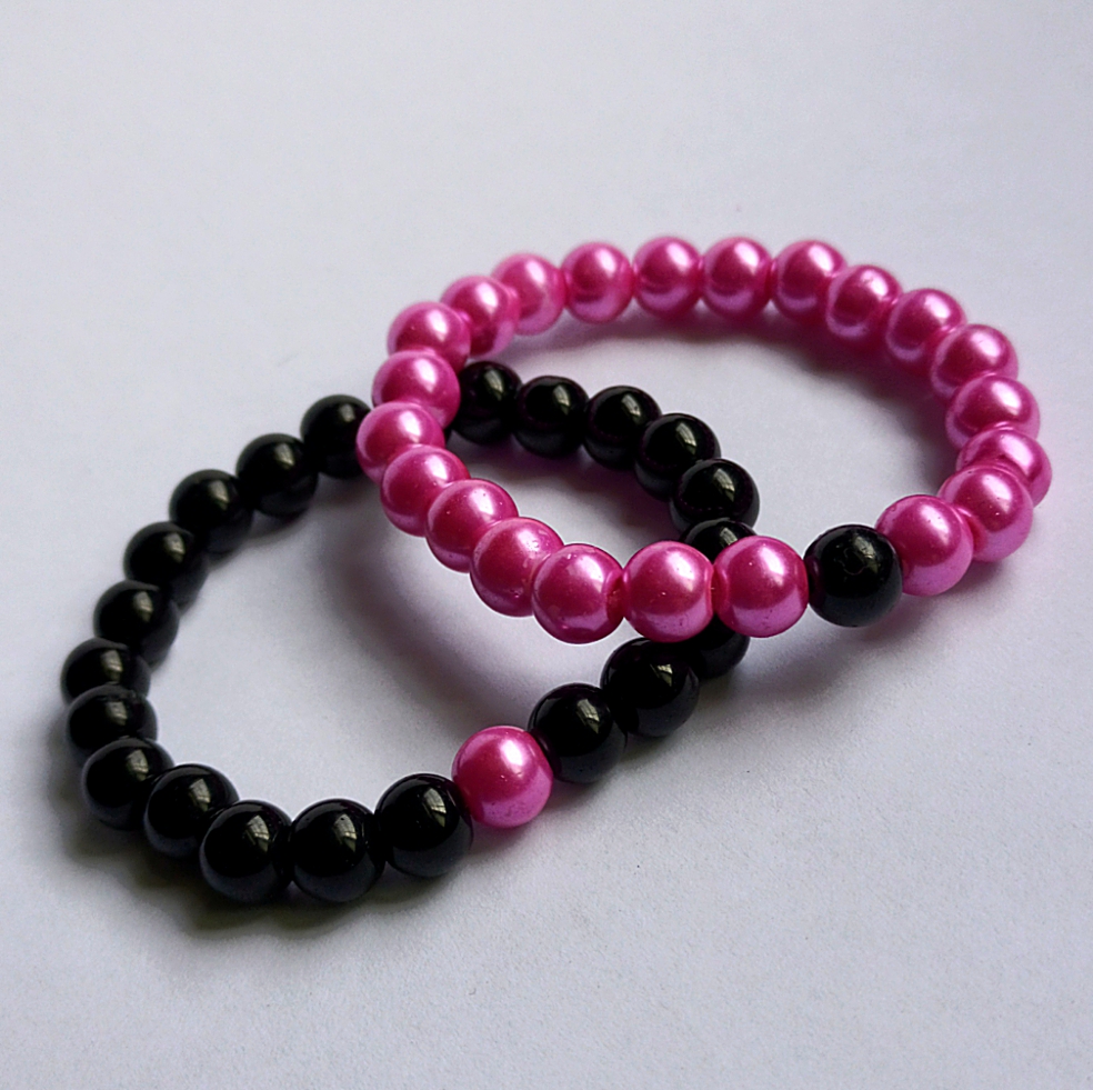 1 Pair 2Pcs/Set Couples Classic Red And Black Bracelet 8MM Natural ...