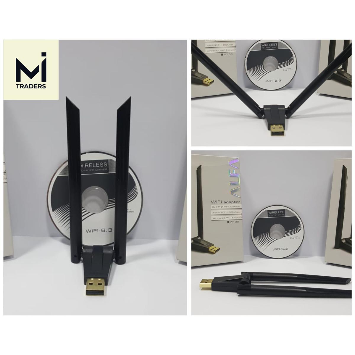 Alfa Wifi Usb W136 3dbi Rtl 8192 Dual Antena 300 Mb double antina - wifi adapter for pc long ...