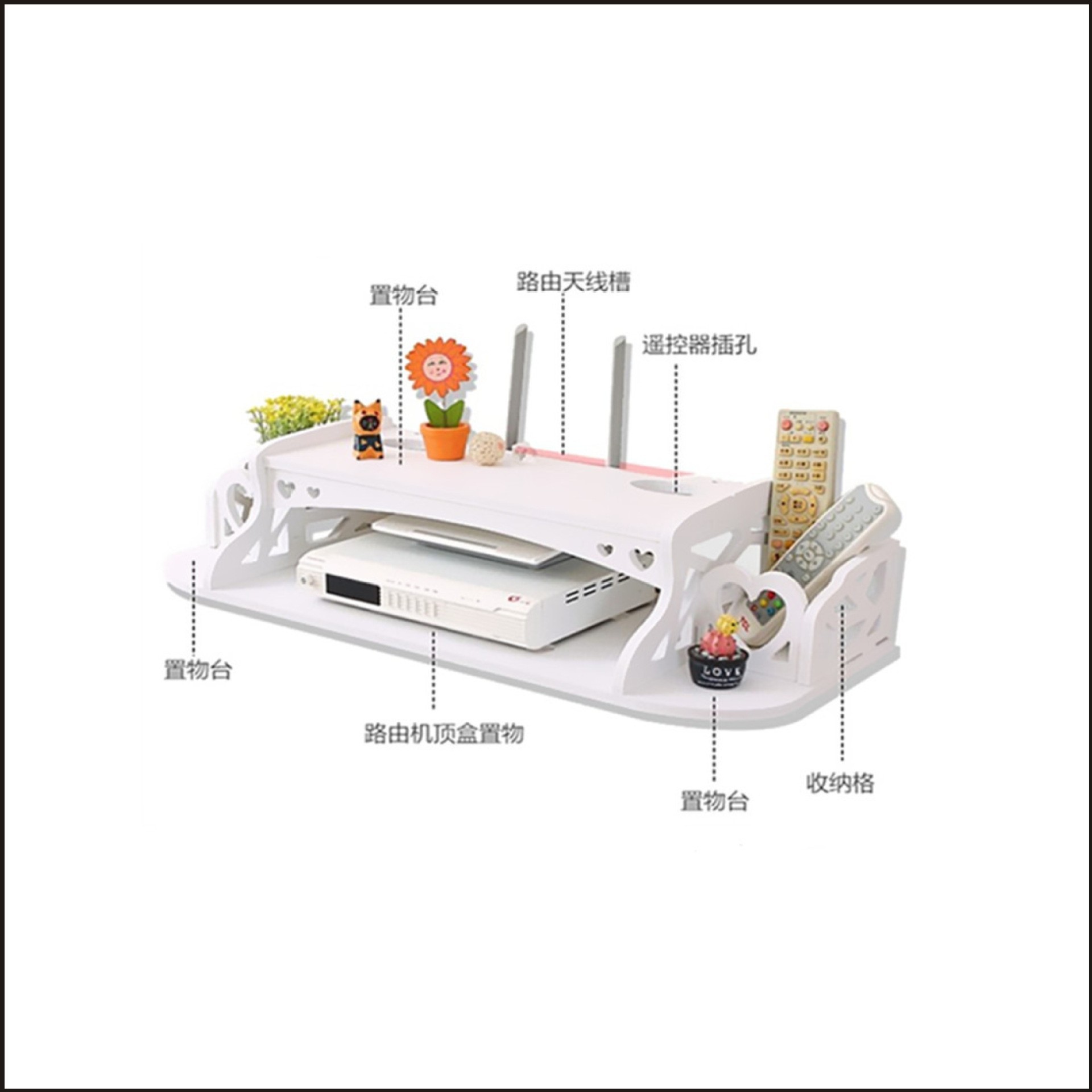 Punch-free living room TV wall set-top box rack router storage box wall ...