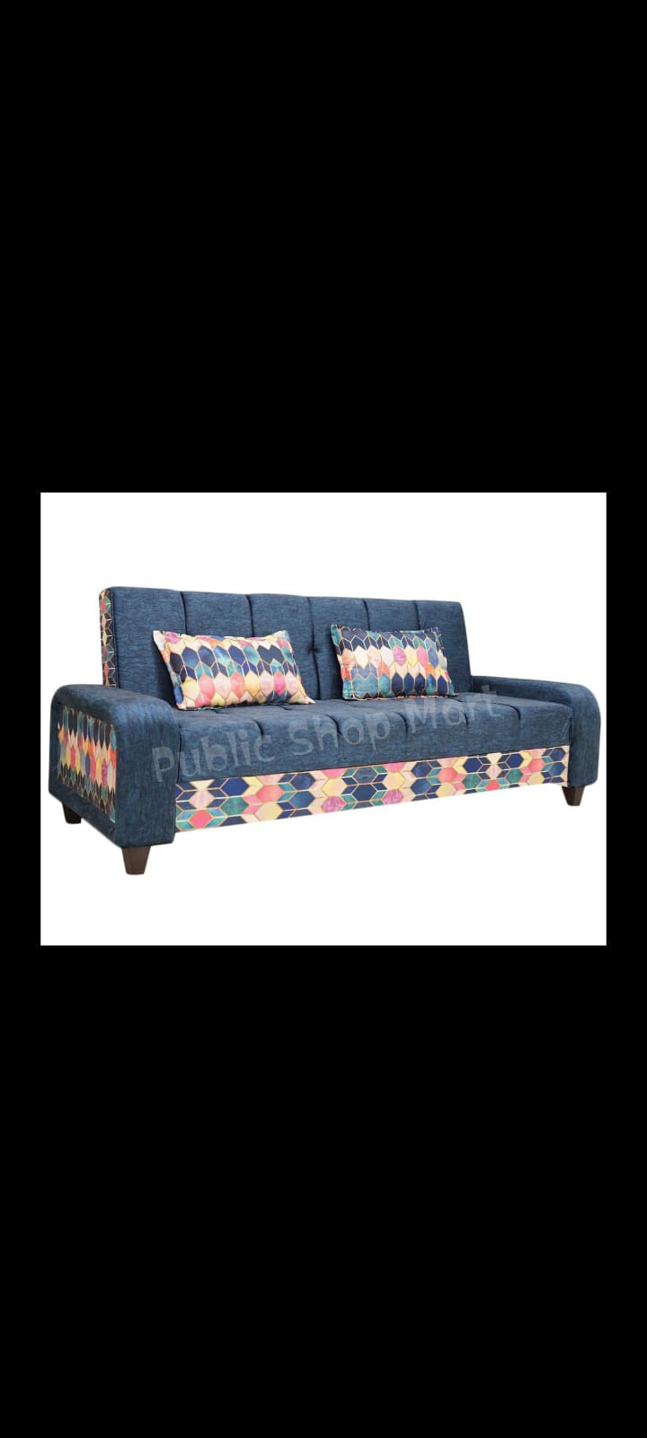 Sofa Combed 3 Seater Black Valvet Zigzag Contrust Stylish Design Colour ...