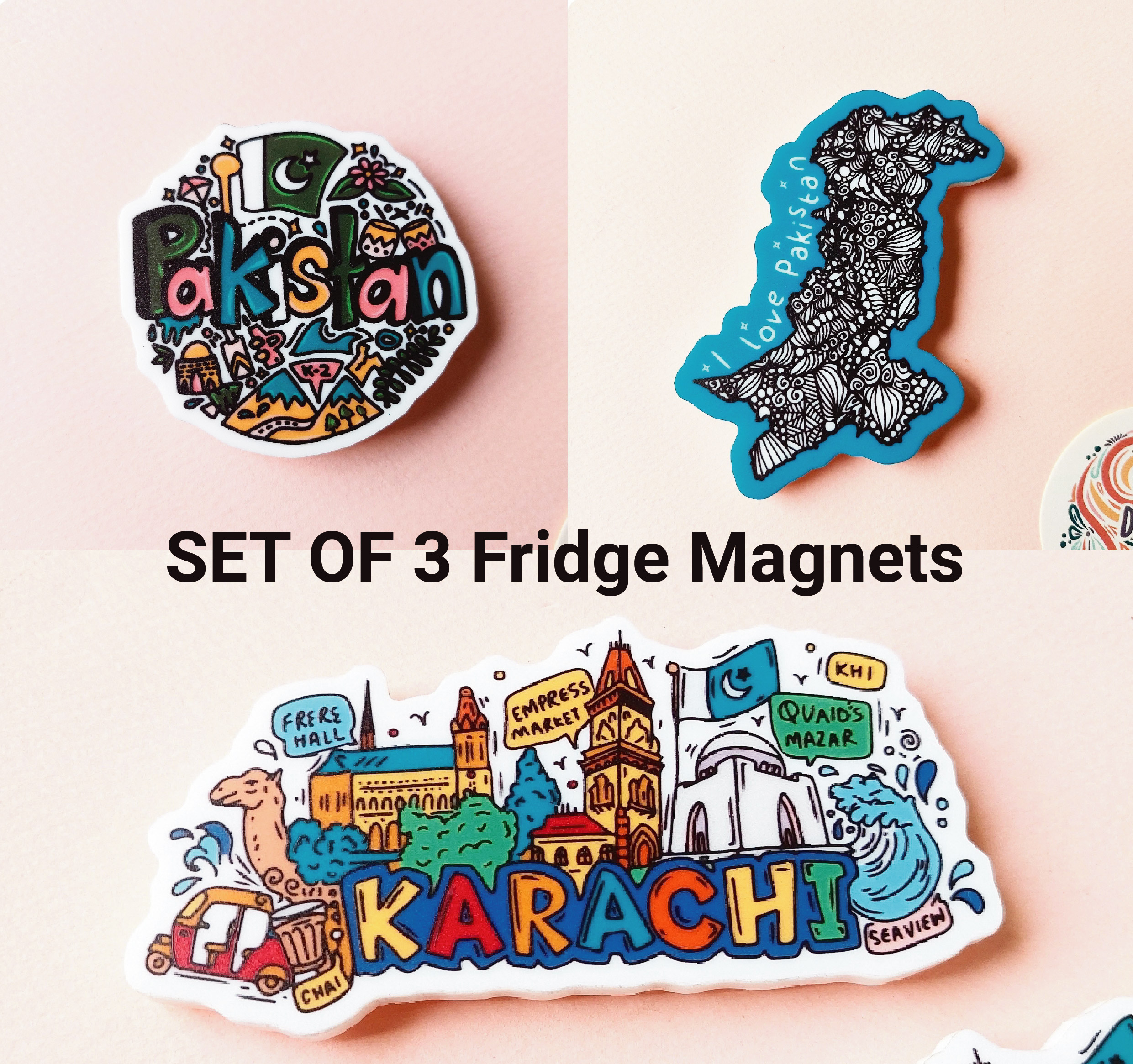 Fridge Magnets, Set of 2, 3, 4 or 5 Karachi, Lahore, Hunza, Islamabad ...