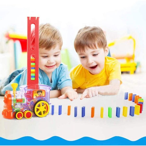 60Pcs Domino Train,Domino Rally Electric Train Set with Family ...