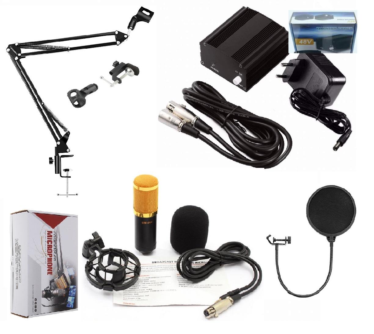 Bm 800 Condensor Microphone Complete Kit - with Pop Filter, Arm Scissor ...