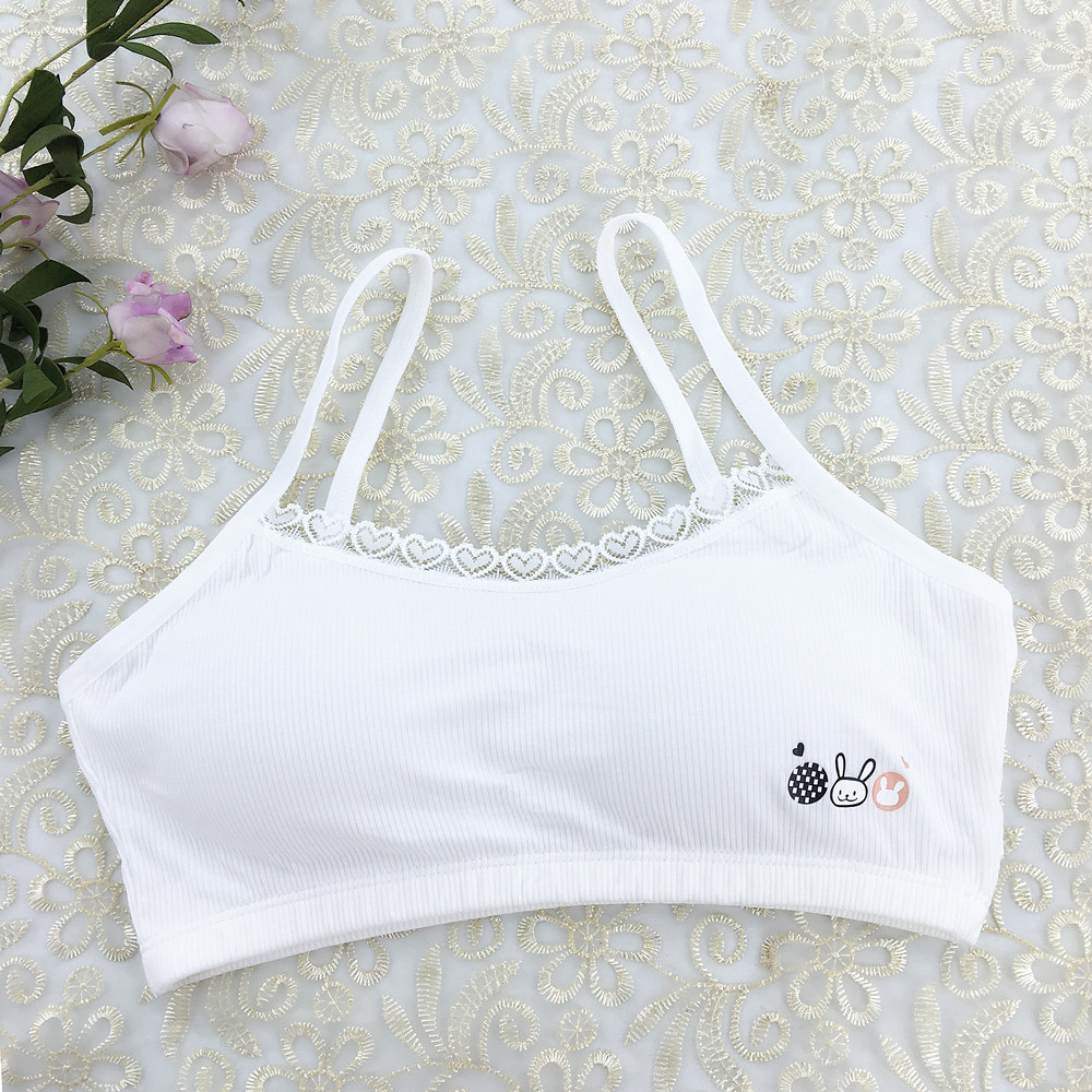 bellylady Girl Bra Underwear Cotton Lace Border Cute Printed One-piece ...