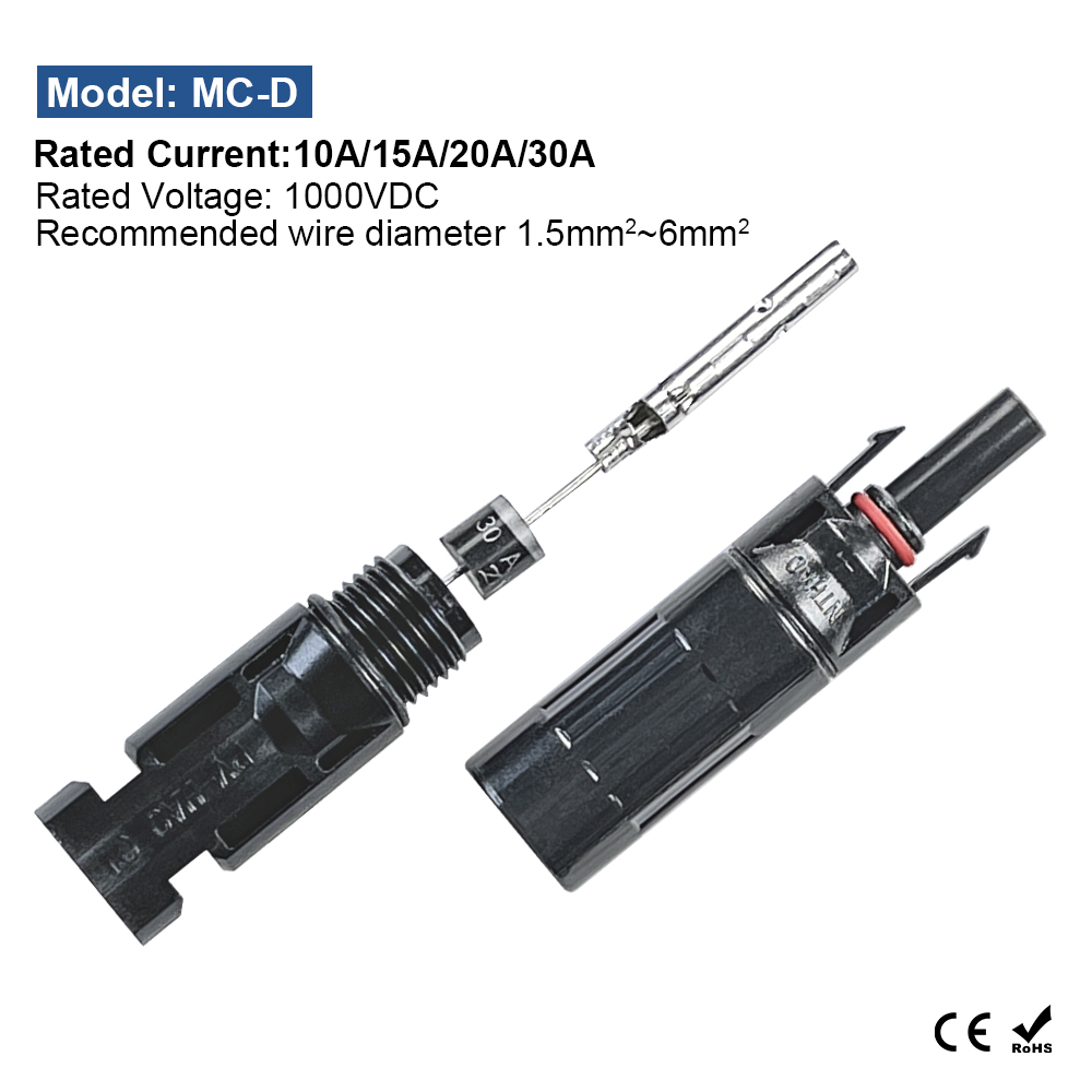 Solar Panel Cable Connector MC3/4 1000V 30A Male Female Connector IP67 ...