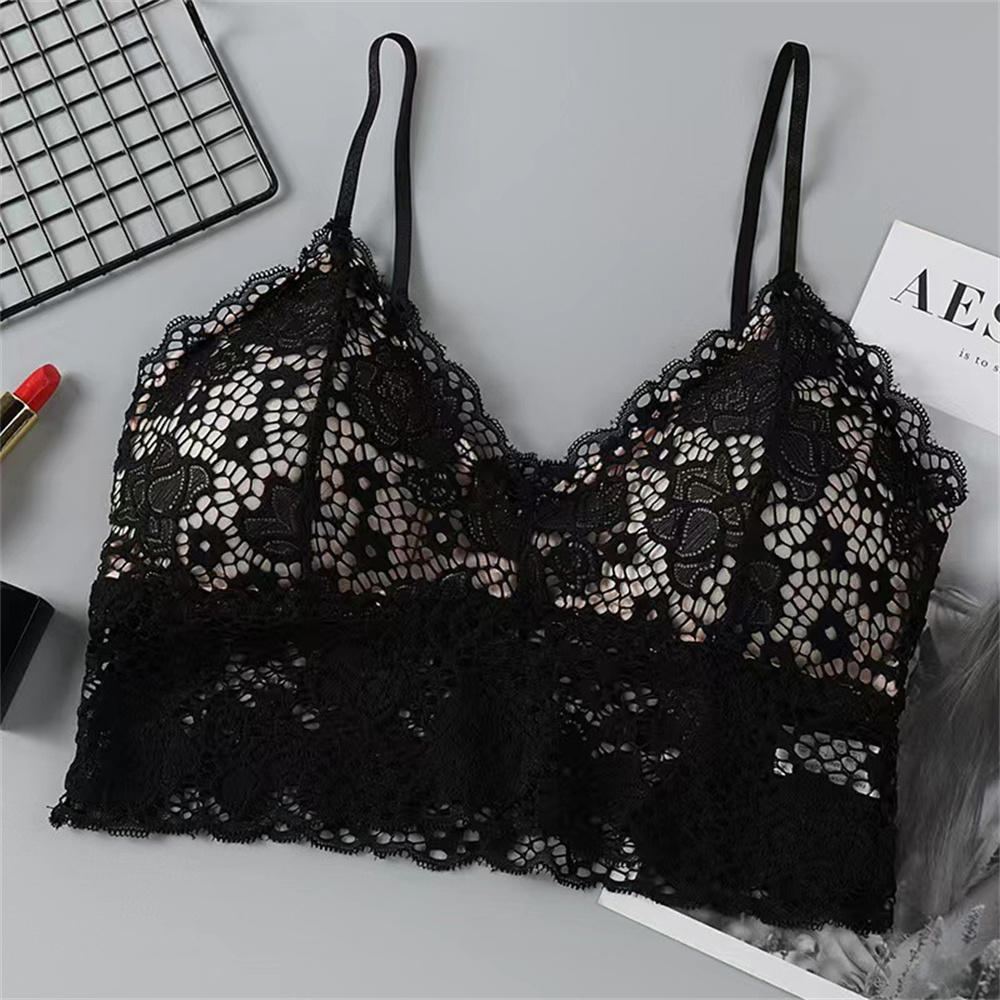 Floral Lace Bra Breathable Soft Top Push Up Bralette Large Size Full ...