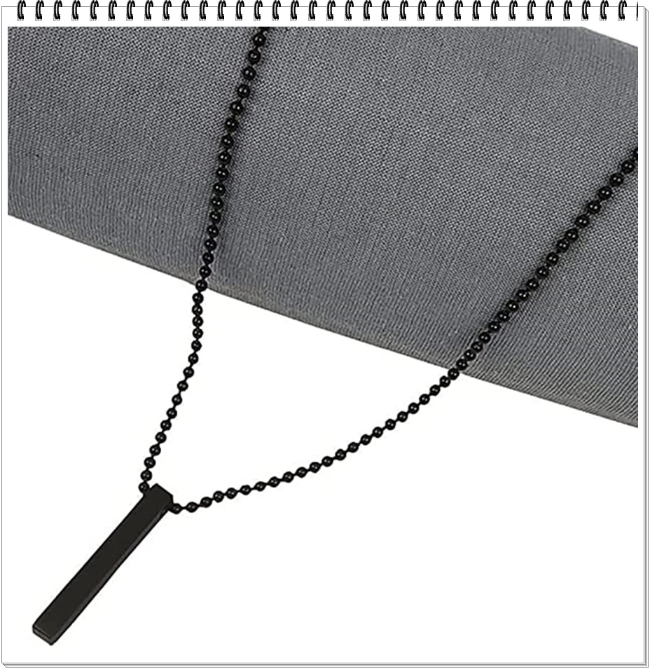 Black 3D Vertical Bar Cuboid Stick Custom Name Pendant Locket Stainless ...