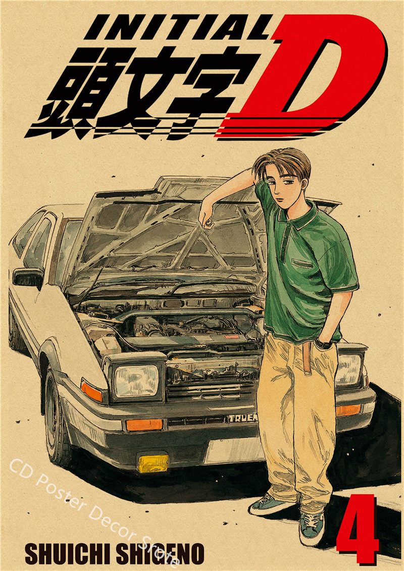 【HOT】 Initial D Anime Poster Japan Manga Kraft Paper Posters DIY ...