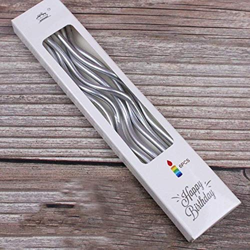 Party 24x7 Pack of 6 Candles Twisty Birthday Candles Set Metallic Curly ...