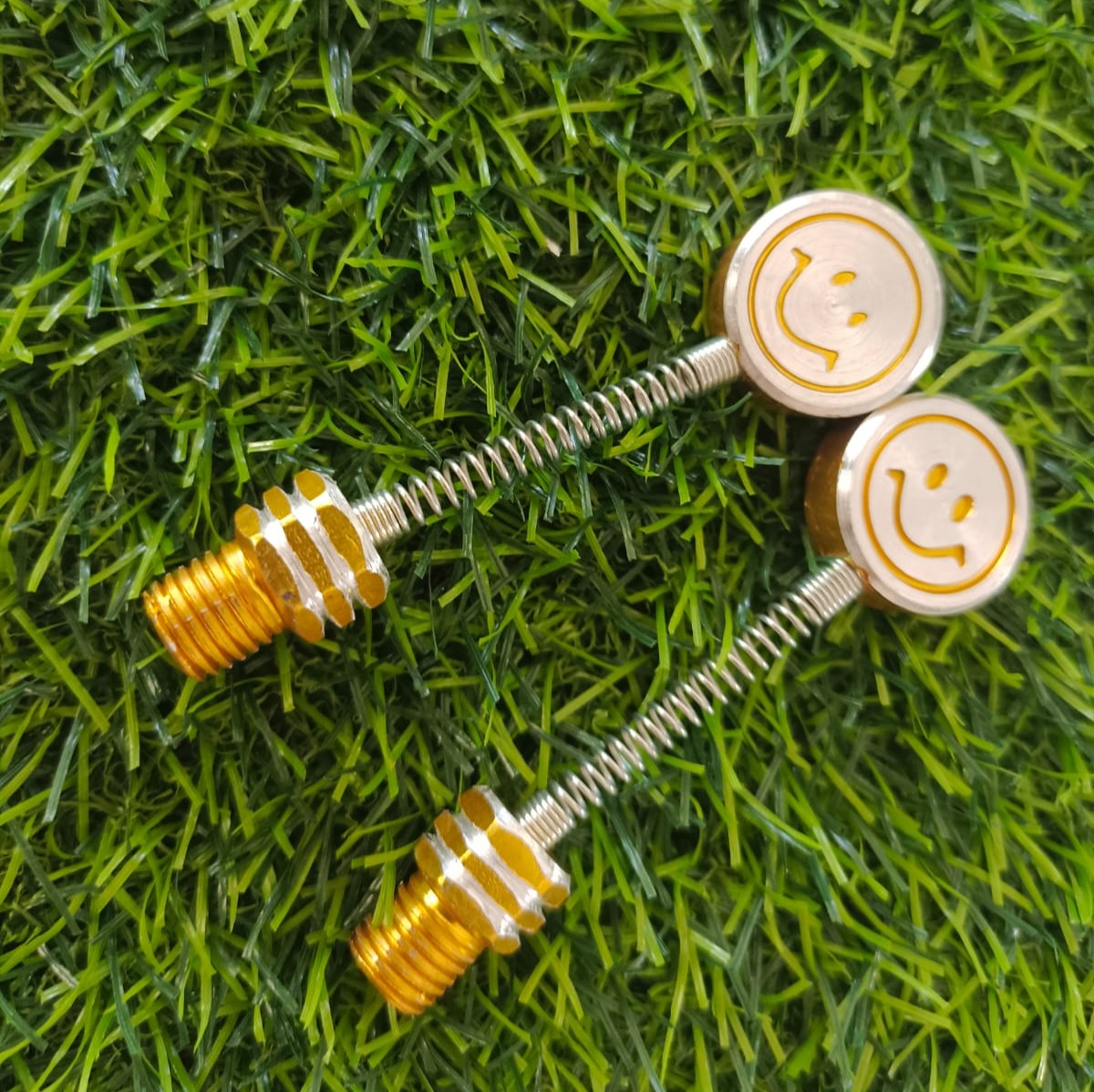 Smiley Spring Doll Motorcycle Mirror Screw Set.GOLDEN.RED.BLUE | Daraz.pk