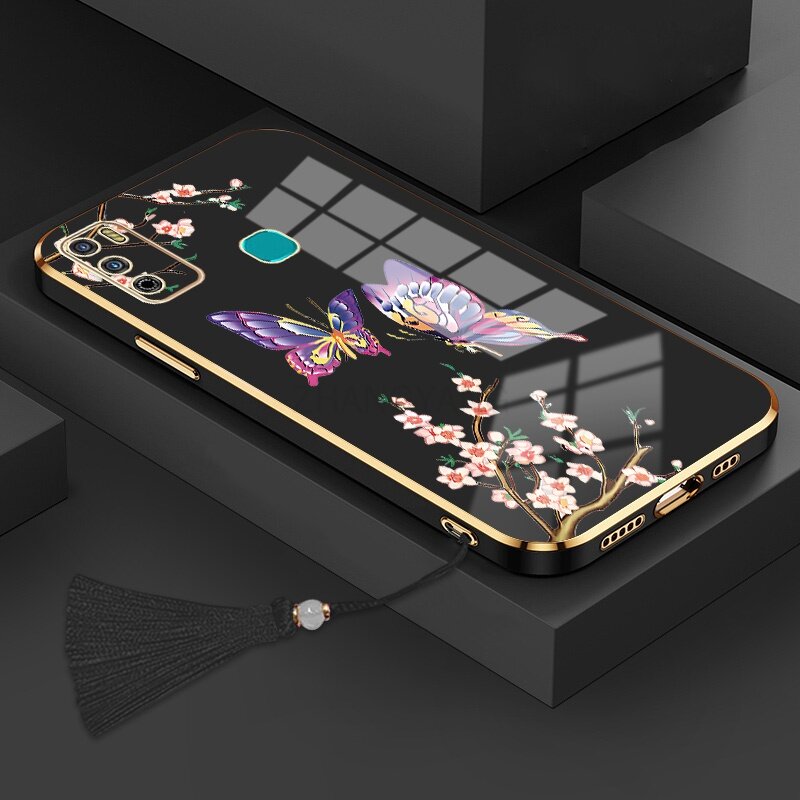 Casing infinix hot 9 play Phone Case Plating Silicone Beauty Butterfly ...