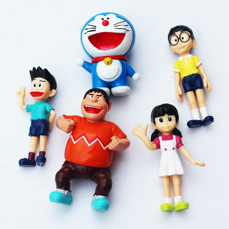 5Pcs/Lot Doraemon Figures Nobita Sizuka Takeshi PVC Figure Toys 5-7cm ...