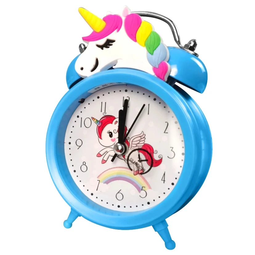 Pink Unicorn Kids Alarm Clock Double Bell Clock with Backlight Cute ...