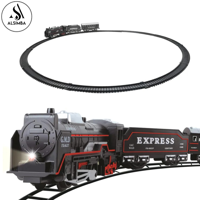 Black 13 Pieces Battery Operated Express Kids Train Toy Set - Track ...