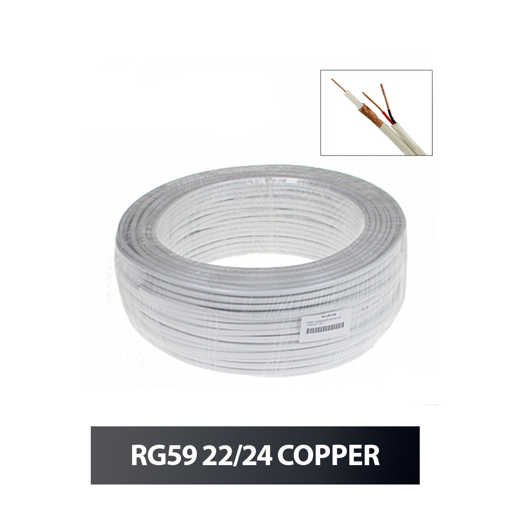 CCTV Cable Roll PVC Pure Copper 80 Yards - RG59 22/24 Copper | Daraz.pk