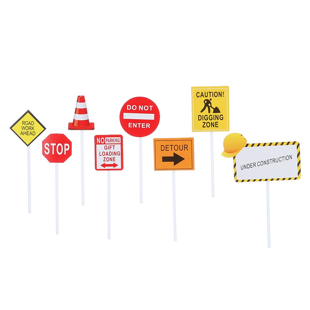 Theme Party Birthday Cupcake Topper Road Sign Cake Topper Crane ...